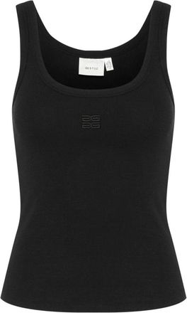 Gestuz Femme, Tops, Noir, Taille: 38 FR Haut Noir avec Logo 2.0 T-Shirt