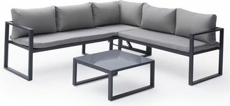 Happy Garden Happy Garden - Salon de jardin modulable ibiza en tissu gris 4 places - aluminium anthracite