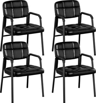 Yaheetech Esszimmerstühle Küchenstühle mit Armlehnen 4 Stück, Wartezimmerstuhl Polsterstuhl, Besucherstühle mit hochwertiger Polsterung und Kunstlederbezug für 