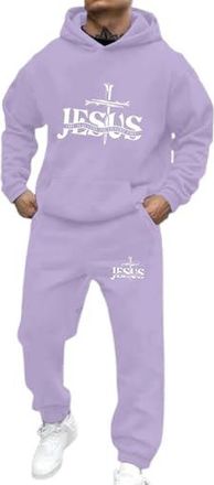 Generic Surv&ecirc;tement pour homme - Ensemble complet imprim&eacute; &agrave; manches longues - Sweat &agrave; capuche - Ensemble de jogging &eacute;l&eacute;gant et moderne - 2 pi&egrave;ces, 10 _Violet 