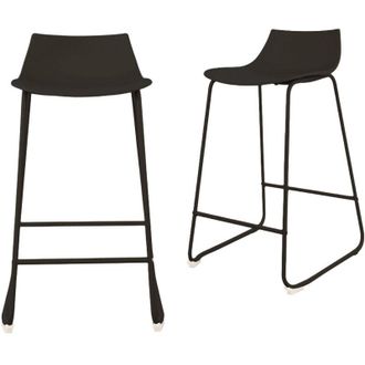 DRAWER Lot de 4 chaises de bar en plastique et m&eacute;tal H66cm - Noir - Lamer