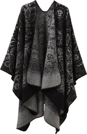 Generic Poncho Femme Hiver Chaud Chale Femme Hiver Chaud Cape Femme Effet enveloppant Ch&acirc;le Imprim&eacute; Doux Cardigan Double &Eacute;paisseur Tr&egrave;s