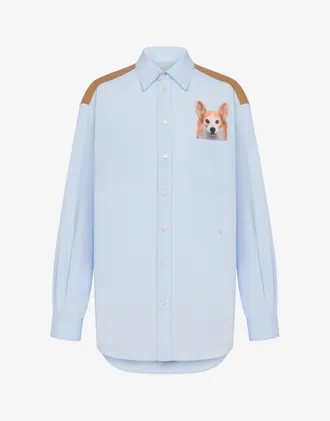 Moschino Chemise en popeline de coton imprimée - Bleu
