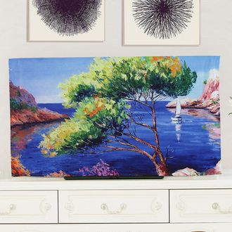 Generic Abstrakte Gemalte Muster Tv-staubschutz 32-65 Zoll Antistatisch Weich Leicht An Der Wand Montiert Tv-schutzabdeckung Für Wohnzimmer Schlafzimmer Dekor