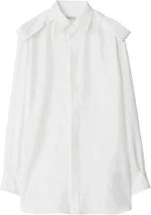 Burberry Femme, Blouses et Chemises, Blanc, Taille: 34 FR Chemise en popeline de coton avec d&eacute;tail d&eacute;paulette