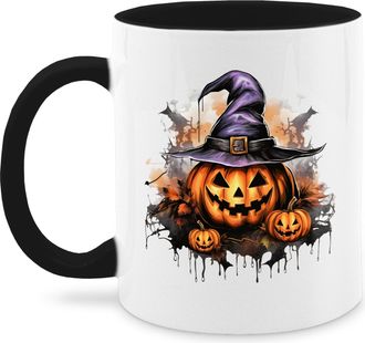 Shirtracer Tasse Tassen 325ml - Halloween - Kürbis Grusliger Hexenhut Gruselig Böse - 325 ml - Schwarz - halloween-tasse haloween outfits mug grusel hellowee cup