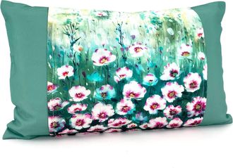 Heimtexland Outdoorkissen Digitaldruck Blumen Lotus Effekt - Wasserabweisend Garten Deko Kissenhülle 30x50 Typ851 Grün