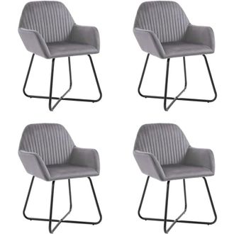 vidaXL Esszimmerstühle 4 Stk. Grau Samt - Vidaxl