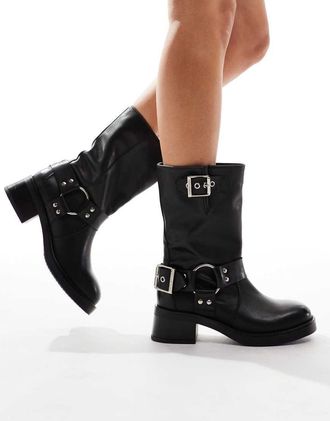 Steve Madden Blessing - Biker-Stiefel aus Leder in Schwarz
