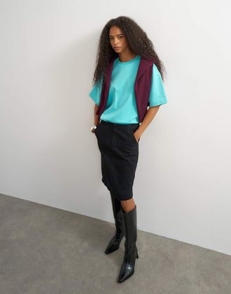 Topshop Denim 90s Low-Rise Bleistiftrock in verwaschenem Schwarz