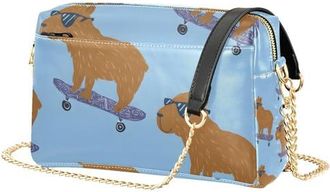 Mnsruu Capybara Sac à bandoulière en cuir avec motif cool pour femme