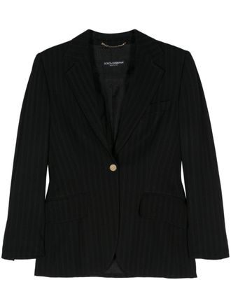 Dolce & Gabbana blazer boutonné à fines rayures (années 1990) - Noir