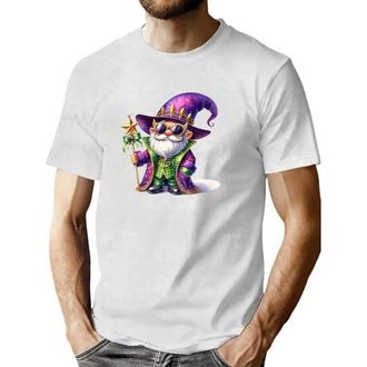 Generic T-shirt Mardi Gras pour homme - Imprim&eacute; nain de nain &agrave; col ras du cou - T-shirt d&eacute;contract&eacute; tendance pour carnaval, voyage quotidien, blanc, 3XL