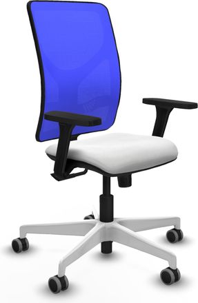 Piqueras y Crespo Schreibtischstuhl Home Office mit 3D-Armlehnen, h&ouml;henverstellbare Lendenwirbelst&uuml;tze, ausgestattet mit 3 Positionen und Schneideschaum, Blau/Wei&szlig;