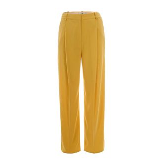 Elisabetta Franchi Femme, Pantalons, Jaune, Taille: 40 FR Pantalon Cr&ecirc;pe L&eacute;ger avec Breloque Logo