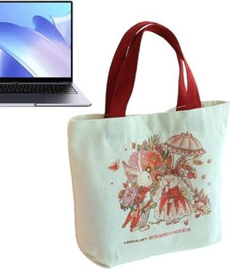 Generic Sac fourre-tout &eacute;l&eacute;gant en toile | Sac fourre-tout esth&eacute;tique imprim&eacute; lapin d&eacute;contract&eacute; - Lavable et portable - sac de courses polyvalent d&eacute;contract&eacute; 