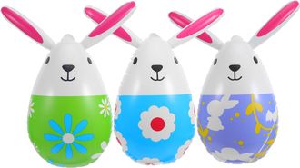 Cabilock 3 St&uuml;ck Aufblasbare Osterhasen Gartenfigur aus Kunststoff Wetterfeste Hasendekoration mit Bunten Eierballons Schnelle Aufbau Party Deko f&uuml;r Drau&szlig;en