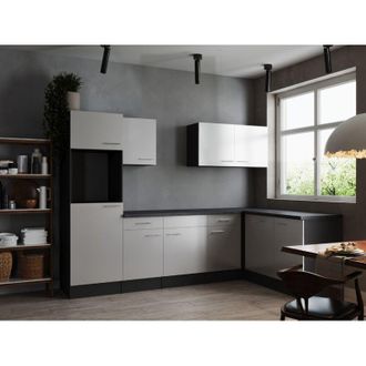 Respekta L K&uuml;che Leerblock Winkelk&uuml;che Grau Matt Wei&szlig; Oliver 280 x 172 cm Respekta