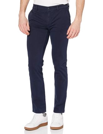 BOSS Herren Schino-Slim D Slim-Fit Casual-Chino aus angerauter Stretch-Baumwolle,Blau (Dark Blue 404),33W / 32L