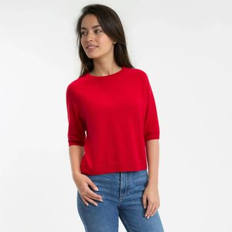 La Redoute Collections Pull Col Rond 100% Laine Manches Courtes