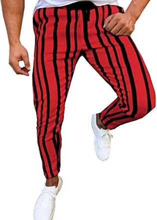 Generic Pantalon ray&eacute; noir et blanc pour homme, pantalon de costume, pantalon de jogging, coupe ajust&eacute;e, confortable, streetwear, randonn&eacute;e, affaires et loisi