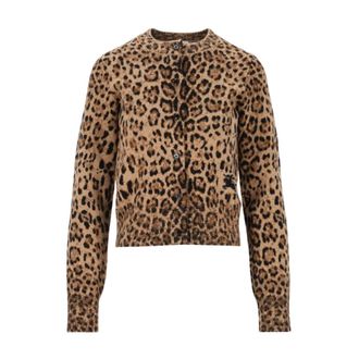 Burberry Cardigan en laine et cachemire jacquard l&eacute;opard - Femme - Pulls - Multicolore - Taille: 42 FR