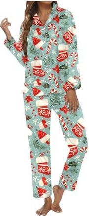 Generic Surv&ecirc;tement pour femme - Pyjama long 2026 en coton &agrave; manches longues - Ensemble de yoga tricot&eacute; avec v&ecirc;tements de nuit confortables avec 2 pi&egrave;ces - Co