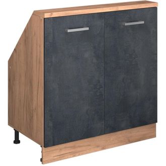 Vicco Meuble de rangement sous pente Rion, B&eacute;ton noir/ch&ecirc;ne dor&eacute;, avec 2 portes, Vicco