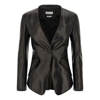 Alexander McQueen Peplum Tailored Lederjacke - - Jackets - Damen - Schwarzk - S
