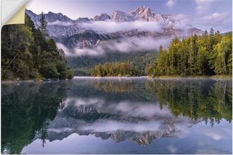 Artland ARTland Wanddeko Wandtattoo selbstklebende Vinylfolie Natur Idyll See Eibsee Alpen Berge Zugspitze Sommer Bayern U5HX