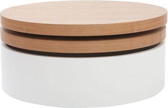 Miliboo Miliboo - Table basse ronde avec plateaux pivotants et rangement blanc et bois clair chêne D80 cm icon