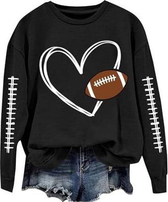 Generic Hauts dhiver pour femmes - Sweat &agrave; imprim&eacute; graphique britannique - Haut surdimensionn&eacute; &agrave; col rond - Manches longues - Automne - Hiver - D&eacute;contract&eacute; - 