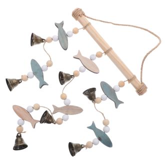 Lurrose Mediterranes Windspiel Fisch Doppelseitig Holz Windglocke Wetterfest f&uuml;r Balkon Terrasse K&uuml;stenstil Wanddeko Strandthema Wohnraum Dekoration