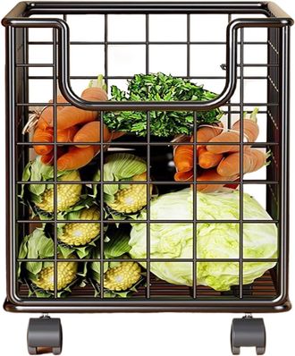 Generic K&uuml;chenwagen 28x44x40cm aus schwarzem Eisen Mobiler Organizer Stapelbar Gro&szlig;e Kapazit&auml;t Mehrzweckwagen mit Rollen f&uuml;r Esszimmer Badezimmer Waschk&uuml;che