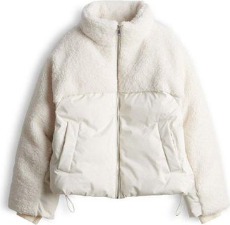 OPUS Winterjacke Hazy aus weichem Teddypl&uuml;sch Weite Silhouette mit Stehkragen und gerippten B&uuml;ndchen