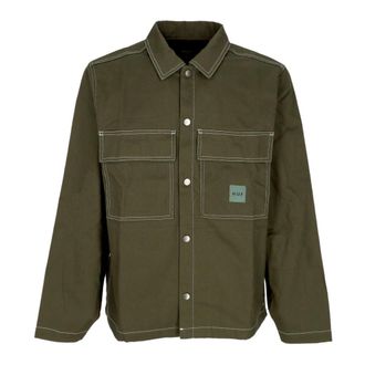 HUF Gr&uuml;ne Baumwoll-Arbeitsjacke mit Vintage-N&auml;hten - - Jackets - Herren - Gr&uuml;n - XL