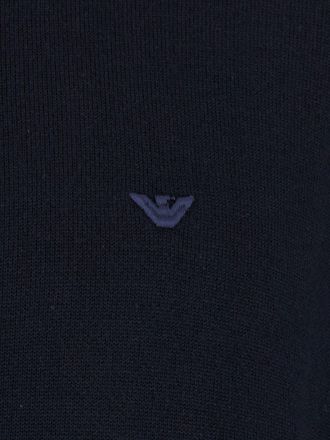 Emporio Armani Wool-Knit Zip-Up Hoodie - Navy