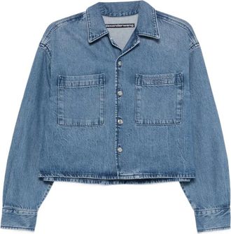 Alexander Wang Femme, Blouses et Chemises, Bleu, Taille: 38 FR Cropped Long Sleeve Shirt