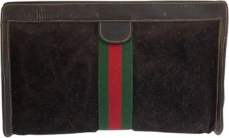 Gucci Sac pochette en daim Pre-owned - Homme - Pre-owned - Brun - Taille: ONE Size