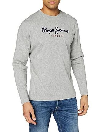 Pepe Jeans London Eggo T-shirt pour Homme Slim Fit Manches Longues Gris