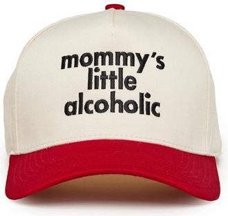 Funky Junque Chapeau snapback vintage en toile 2 tons pour homme et femme casquette tendance r&eacute;glable, Mommys Little Alcoholic - Rouge/beige, Taille unique