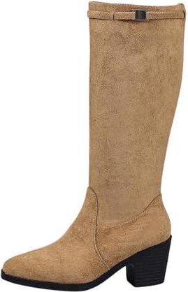 Generic Bottes dhiver &agrave; bout pointu pour femme - &Agrave; enfiler - Pour le quotidien, le bureau, les rendez-vous galants, kaki, 36.5 EU