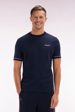 Eden Park T-shirt Bicolore En Coton Marine Broderie Eden Park French Flair Coupe Droite