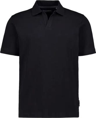 Marc O'Polo Herren Polo-Shirt schwarz Baumwolle-Leinen