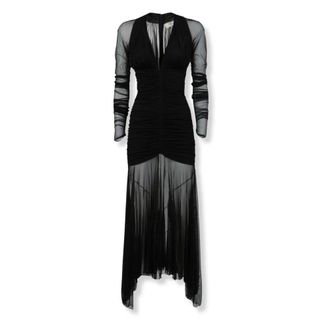 Blumarine Femme, Robes, Noir, Taille: 40 FR Robe Midi en Tulle avec Volants