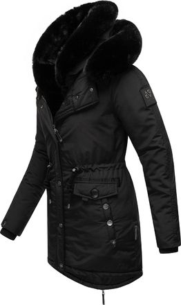 Navahoo Damen Warmer Winterparka mit doppelter Kunstpelz-Kapuze Sweety Deluxe Black Gr. XS