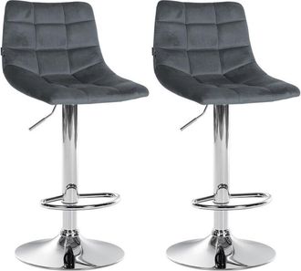 Clp Lot de 2 tabourets de bar Jerry velours Gris fonc&eacute; Chrome