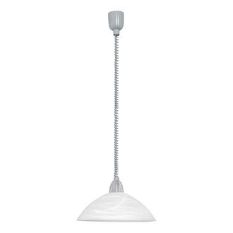 Eglo Pendelleuchte Lord 2, H&auml;ngelampe h&ouml;henverstellbar, Pendellampe klassisch, Wohnzimmerlampe h&auml;ngend aus Metall in Silber, Kunststoff in Grau und Alabast