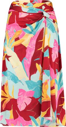 Gerry Weber Damen Rock Gewirke floral, Gemustert knieumspielend Gelb/Rot/Orange Druck 44