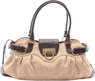 Ferragamo Sac bandouli&egrave;re en toile Pre-owned - Femme - Pre-owned - Beige - Taille: ONE Size